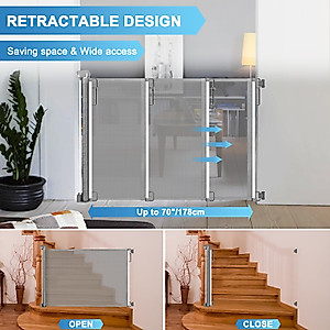 Retractable Baby Gate Extra Wide 35" Tall, Extends to 70" Wide Mesh Pet Gates for Kids or Pets with 2 Sets of Mounting Hardware Indoor Outdoor Long Baby Gate Dog Gates for Doorways, Stairs (35" x 70")