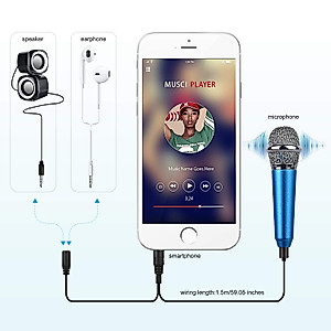 Uniwit Mini Portable Vocal/Instrument Microphone for Voice Video Recording Singing,Vlogging, Podcasting,Tiny Microphone for iPhone Android Phone Computer Latop Notebook Tablet iPad(Blue)