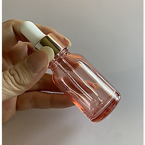 SNOW DIAMOND 0.5 oz Eye Dropper Bottle (3 Pack Rose Glass Bottles 15ml with Golden Caps，Empty Tincture Bottles for Essential Oils, Body Oils, Perfume Pink