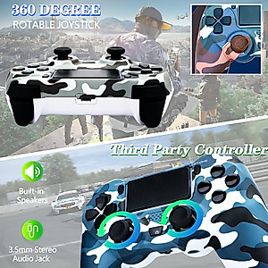 PGYFDAL 2 Pack Wireless Controller For PS4/Pro/PC, Gamepad with USB Cable/1000mAh Battery/Dual Vibration/6-Axis Motion Sensor/3.5mm Audio Jack/Multi Touch Pad/Share Button (Blue and Grey)