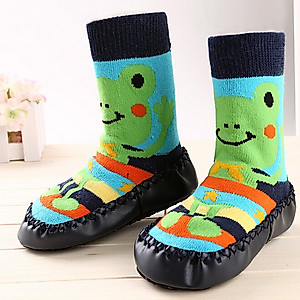 KF Baby Toddlers Boys Girls Non-Skid Slipper Socks Value Pack [3 Pairs]