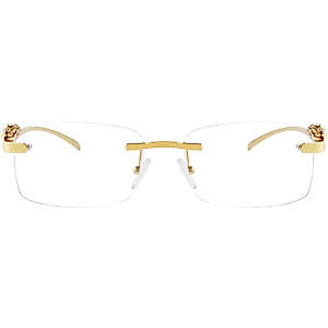 UM Vintage Rimless Sunglasses Retro Luxury Gold Metal Frameless Rectangle Lens Sun Glasses