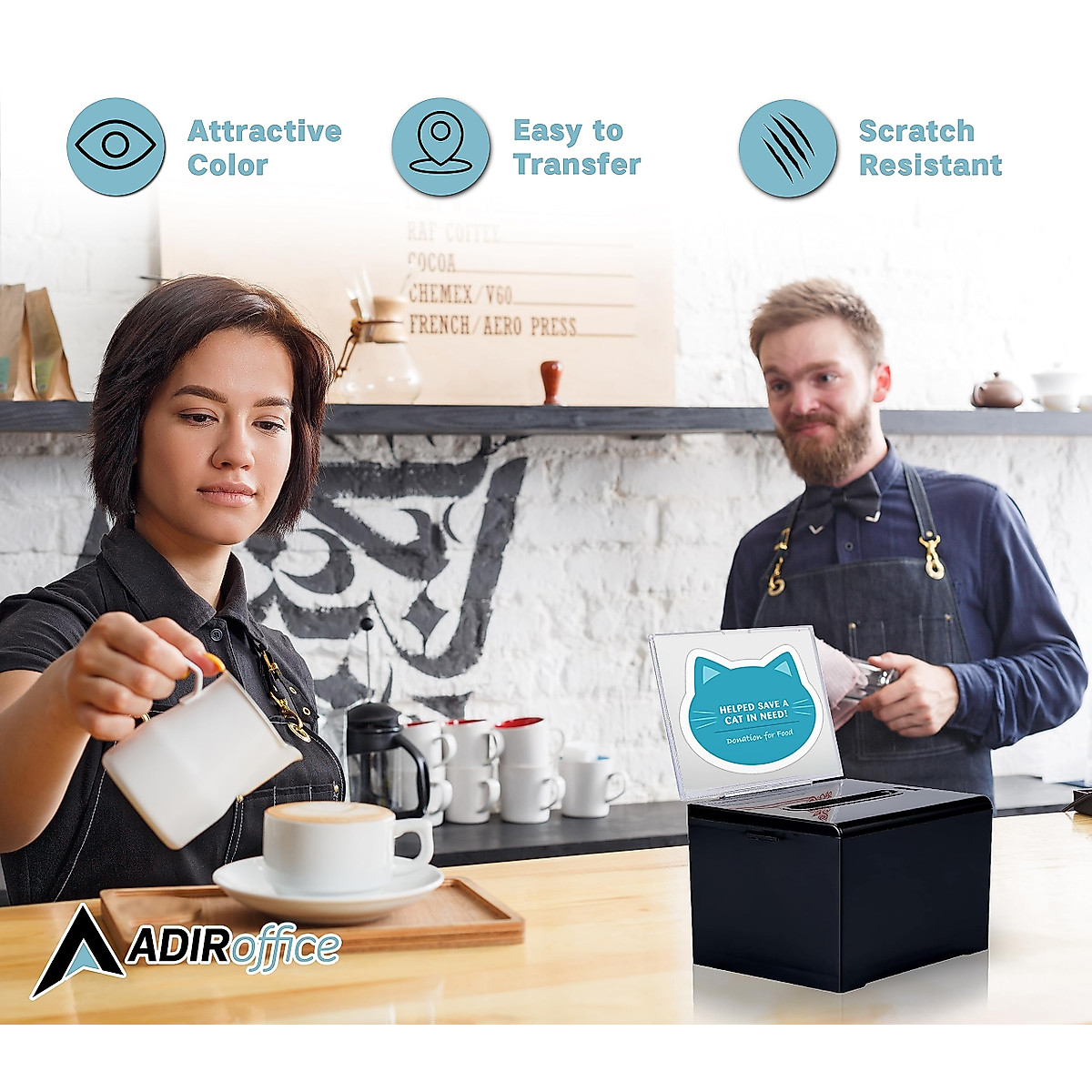 Adir Acrylic Donation Ballot Box with Lock - Secure and Safe Suggestion Box Great for Business Cards (6.25" x 4.5" x 4") Black