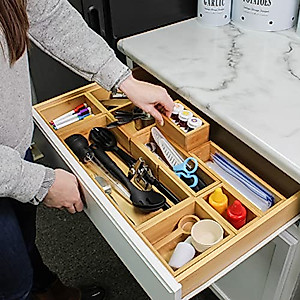 CreekView Home Emporium Bamboo Drawer Organizer Set - 10pc Drawer Dividers for Use as Junk Drawer Organizers and Storage