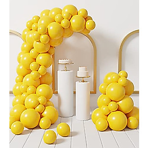 SUWEN Yellow Balloons Kit 77PCS Latex Helium Shiny Mustard Yellow Balloon Different Sizes 10 Inch 5 Inch for Birthday Graduation Wedding Shower Anniversary Party Decorations