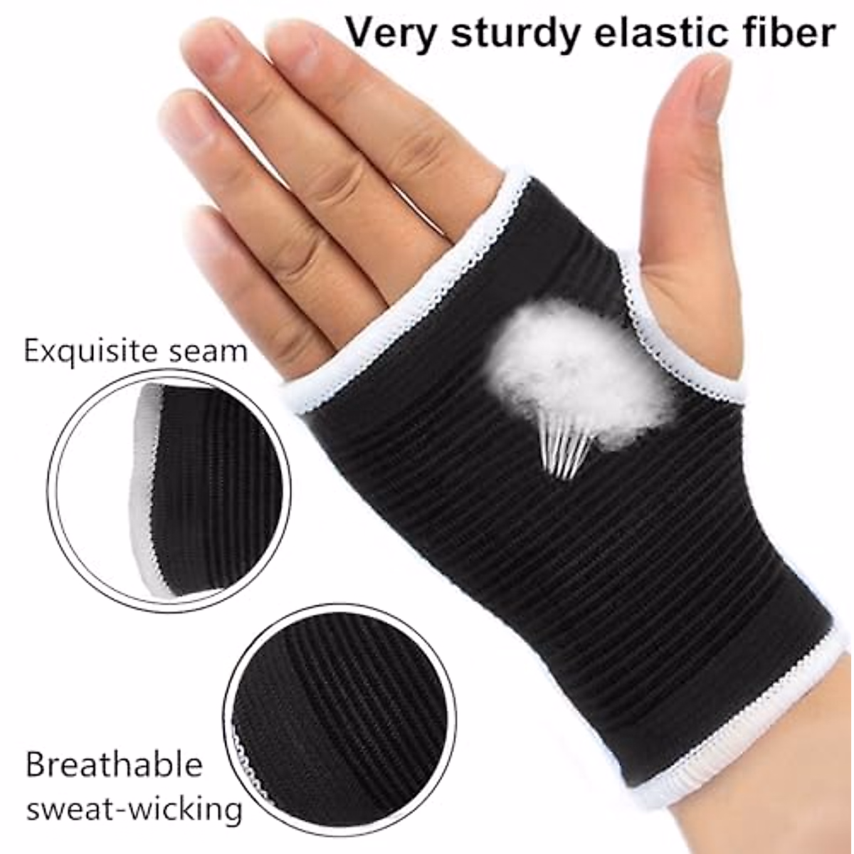 JUSDIQIR Palm Brace Wrist Support Sleeves (1 Pair), Everyday Use Wrist Brace, Compression Carpal Tunnel for Wrist Pain Relief, Fitness Gloves, Sports Glove, Wrist Brace for Men and Women (M, Black)