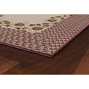 Brumlow MILLS Sunflower Braid Printed Pattern Rustic Floral Area Rug for Kitchen, Entryway, Bathroom Mat and Home Décor, 5' x 8', Sunset