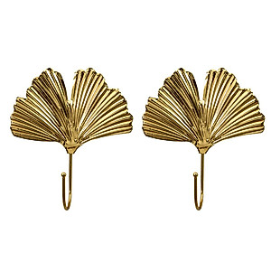 Hemoton Heavy Duty Garment Rack 2Pcs Iron Ginkgo Leaf Hooks Nordic Style Hooks Wall Mounted Hook Wall Hanger for Cloakroom Hallways Living Room ? Gold ? Backpack Hanger