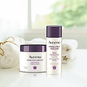 Aveeno Absolutely Ageless Restorative Night Cream Face & Neck Moisturizer with Antioxidant-Rich Blackberry Complex, Vitamin C & E, Hypoallergenic, Non-Greasy & Non-Comedogenic, 1.7 fl. oz