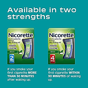 Nicorette 2 mg Mini Nicotine Lozenges to Help Quit Smoking with Behavioral Support Program, Mint Flavored, 81 Count (2 Pack)