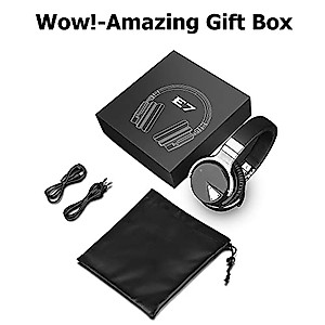 Qisebin Active Noise Cancelling Headphones, E7 Bluetooth Headphones with Microphone Deep Bass Wireless Headphones Over Ear, Comfortable Protein Earpads, 30 Hours Playtime for Travel/Work, Black