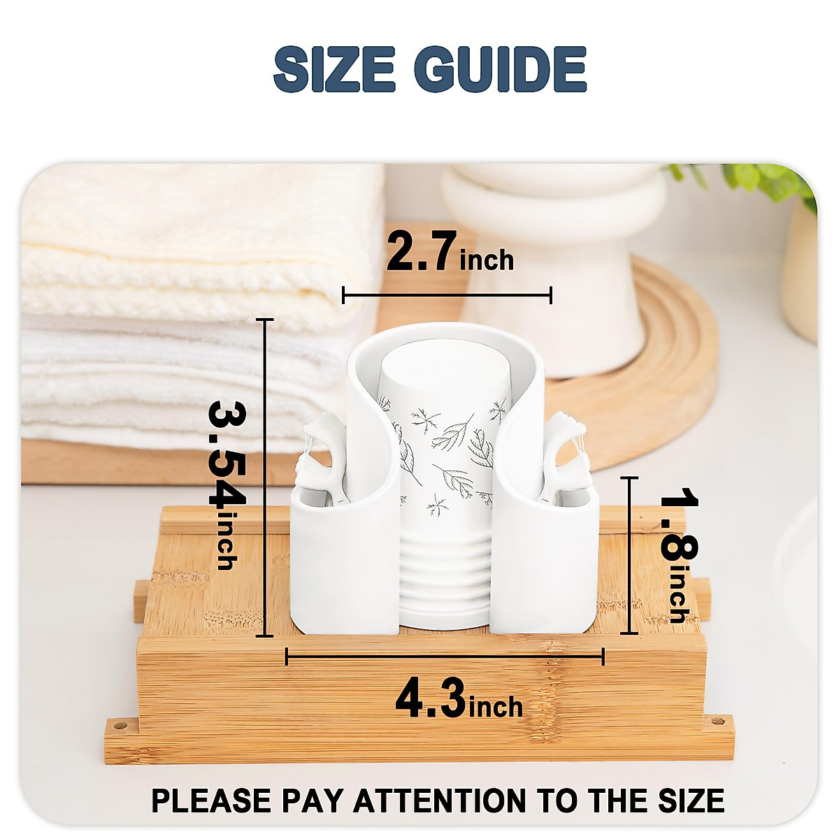 Elvarias Cotton Pad QTips Holder, Bathroom Cups Dental Floss Dispenser, Storage Organizer for Cotton Pad QTips Paper Cup Floss, Bathroom Accessories Storage Organizer, Vanity Makeup Organizer (White)