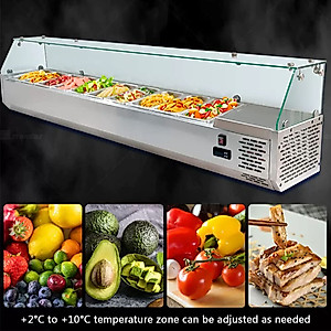 CUTPOIY Commercial Fresh-Keeping Cabinet, Desktop Salad Cabinet Glass Salad Table Pizza Sprinkle Table Dessert Refrigerated Display Cabinet,A