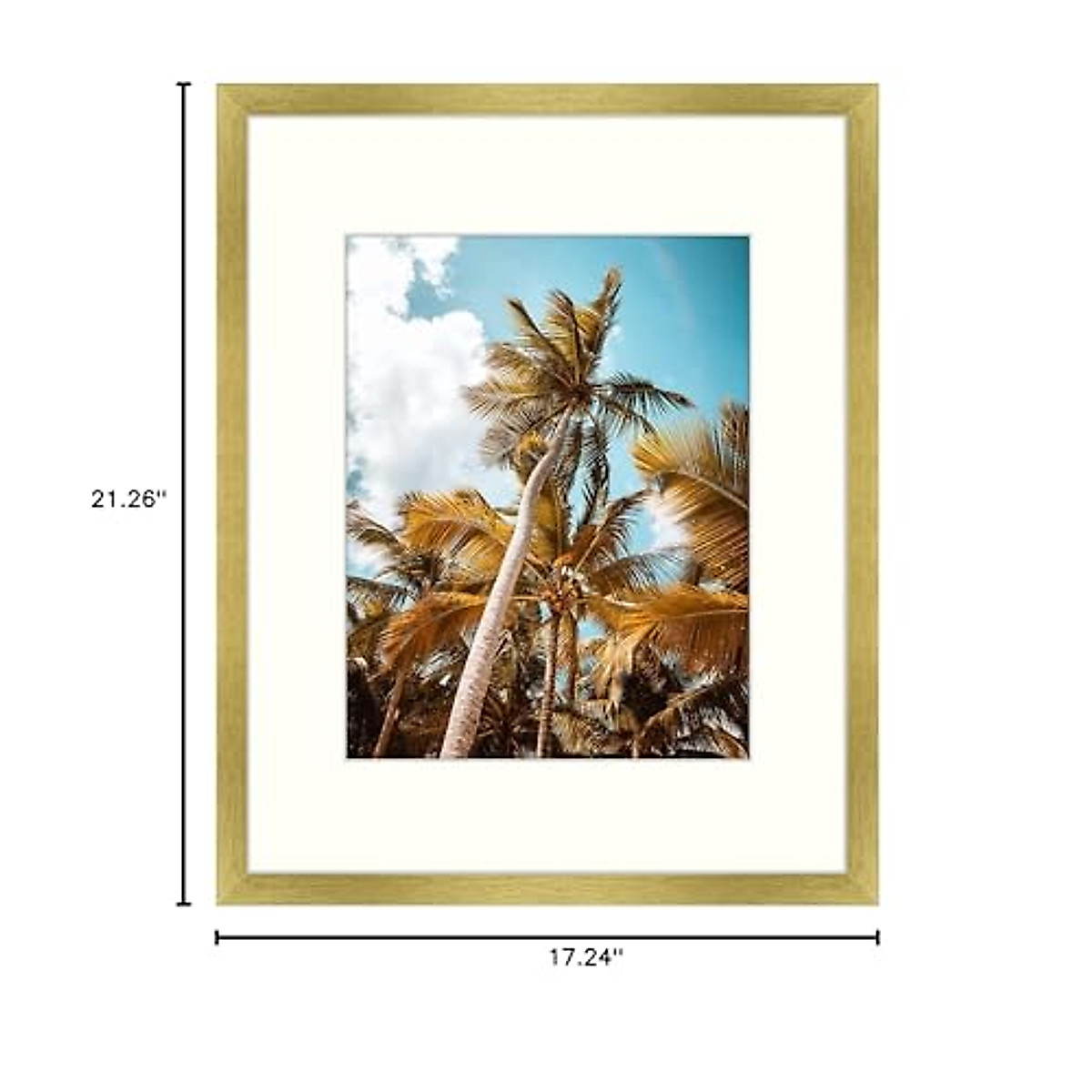 Frametory, 16x20 Picture Frame with Mat for 11x14 Picture- - High Definition Glass Wide Molding - Preinstalled Wall Mounting Hardware (Gold, 1 Pack)