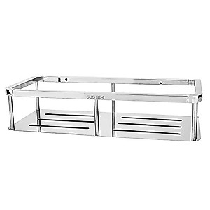 Yosoo Bathroom Wall Mounted Shelf,304 Stainless Steel Wall Mounted Shampoo Storage Basket Holder Organizer Bathroom Kitchen, 30 x 13 x 5 cm