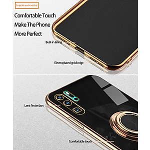 Wousunly Compatible with Huawei P30 Pro Case Ring Holder Magnet Green, Huawei P30 Pro Phone Case Silicone Shockproof Plate Luxury Slim Cover (Black)