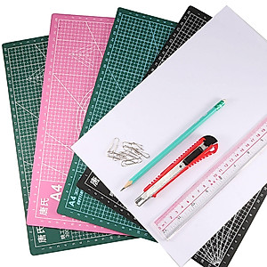 uxcell A4 Self-Healing Cutting Mat, 12" x 9" Non-Slip Double Sided with Grid PVC Desk Mat for DIY, Crafting, Model Building Rotary Cutting Board Pink