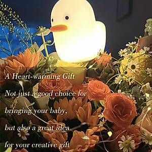 Silicone Duck Night Light for Kids, LED Sleep Nursery Bedside Lamp Rechargeable, with Touch Sensor Timer Parenting Light for Children's Holiday Gift, Yellow