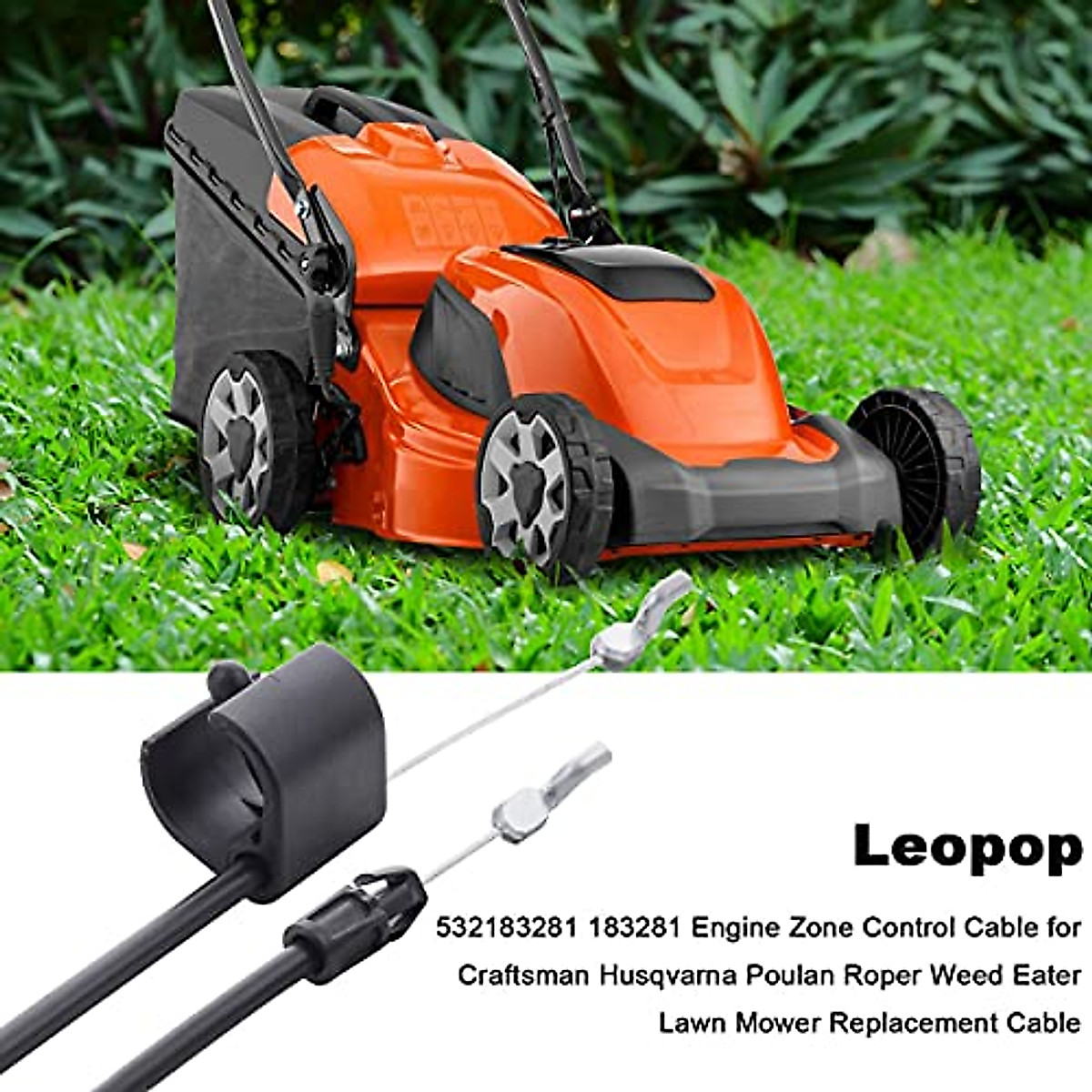 Leopop 532183281 183281 Engine Zone Control Cable for Craftsman Husqvarna Poulan Roper Weed Eater Lawn Mower 183281198463 183281 198463 Replacement Cable 917 Parts Zone Control Cable