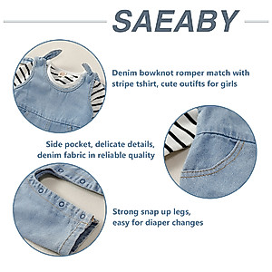 Newborn Baby Girl Clothes Infant Baby Fall Outfits Long Sleeve Stripe Shirt Denim Jumpsuit Romper Jean Overalls Baby Clothes 0-3 Months Unisex