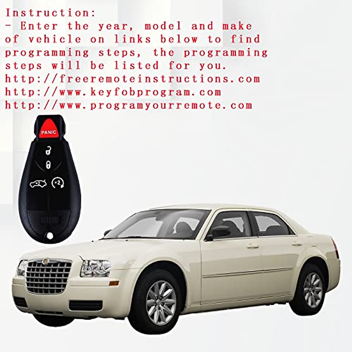 Keyless Remote Smart Replacement Key Fob Fits for Chrysler 300 2008-2014 Challenger Charger 2008-2014 Grand Cherokee 2008-2014 Durango 2011-2013 Magnum Dodge 2008 M3N5WY783X, (433MHz) Set of 2