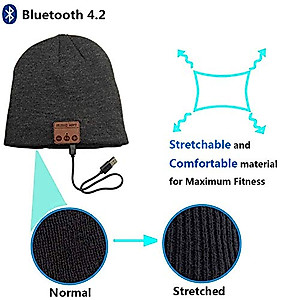 Happy-top Beanie Wireless Music Headphones Hat Compatible for iPhone Samsung Android (Dark Grey)