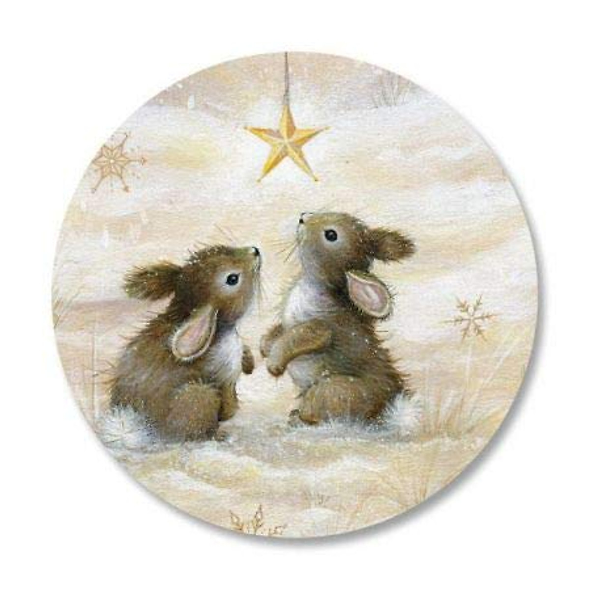 Snow Bunnies Christmas Envelope Seals - Set of 144 Holiday Stickers, 1 1/2 Inch Diameter