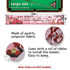 Large Happy Valentines Day Banner Outdoor Decorations 120" x 20" Valentine's Yard Sign Pink Flowers Hearts Love Truck Cute Gnomes Trees Balloons Holiday Party Supplies Valentine Backdrop Home Decor with Brass Grommets for Garden House Fence Garage Indoor