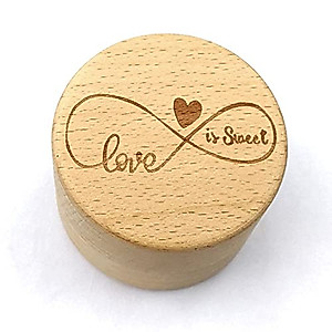 ZZYINH AN207 Personalized Engraving Rustic Wedding Wooden Ring Box Jewelry Trinket Storage Container Holder Custom Love is Sweet Rings Bearer Small Jewelry