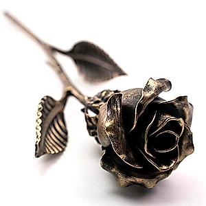 MakuliSmit Hand Forged Bronze Metal Rose Solid Gift of Everlasting Love