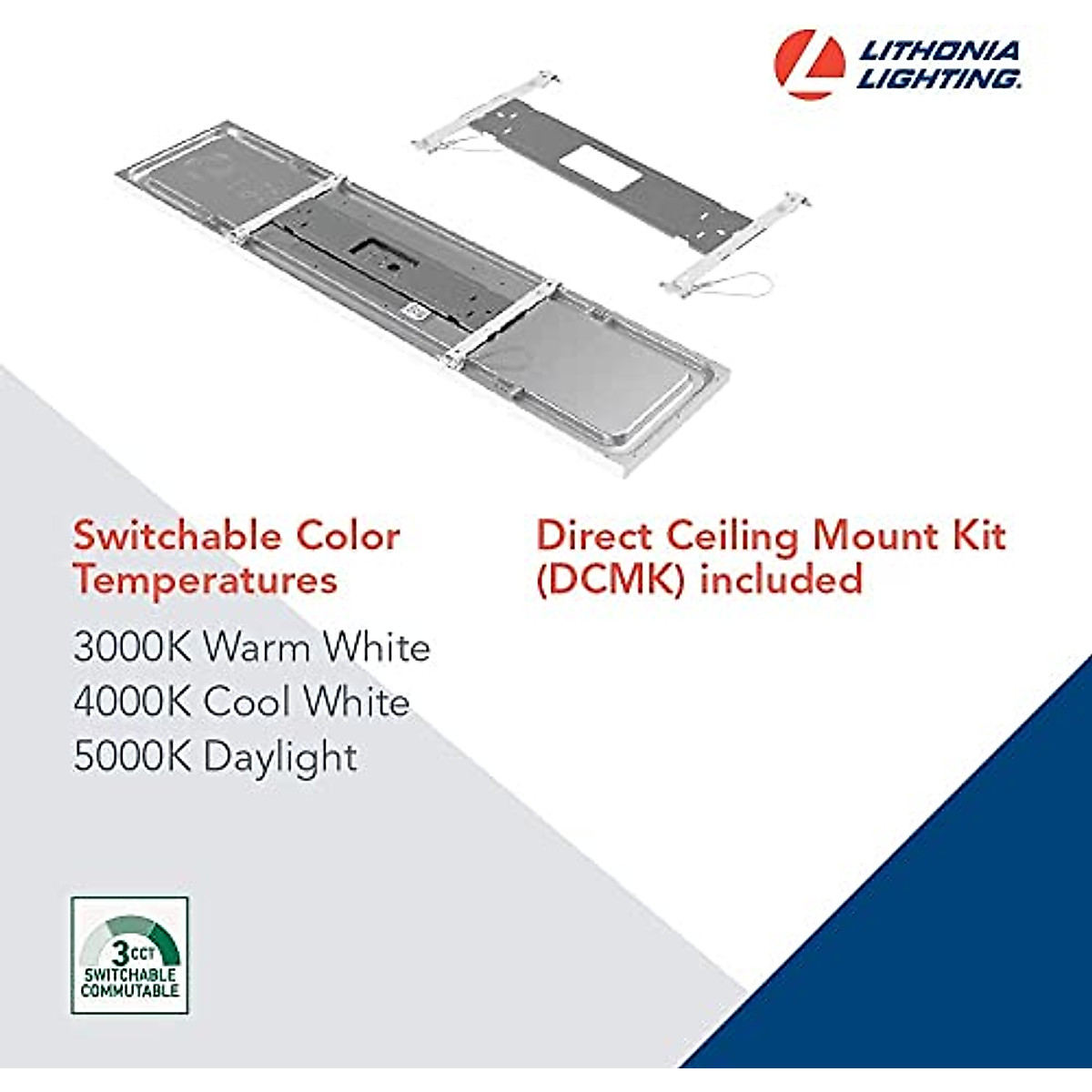 Lithonia Lighting CPANL 1X4 40LM SWW7 120 TD DCMK 1 Ft. x 4 Ft. LL CPANL LED Flat Panel with 4000 Lumens and 3500 to 5000K Switchable CCT with Direct Ceiling Mount Bracket