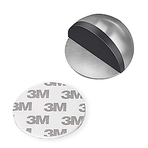 UELSTFLY 4 Pack Door Stoppers, Stainless Steel Half Dome Floor Door Stopper, 3M Adhesive Door Stoppers Wall Protector, No Drill Rubber Floor Door Stop for Living Room, Bedroom, Bathroom, Office