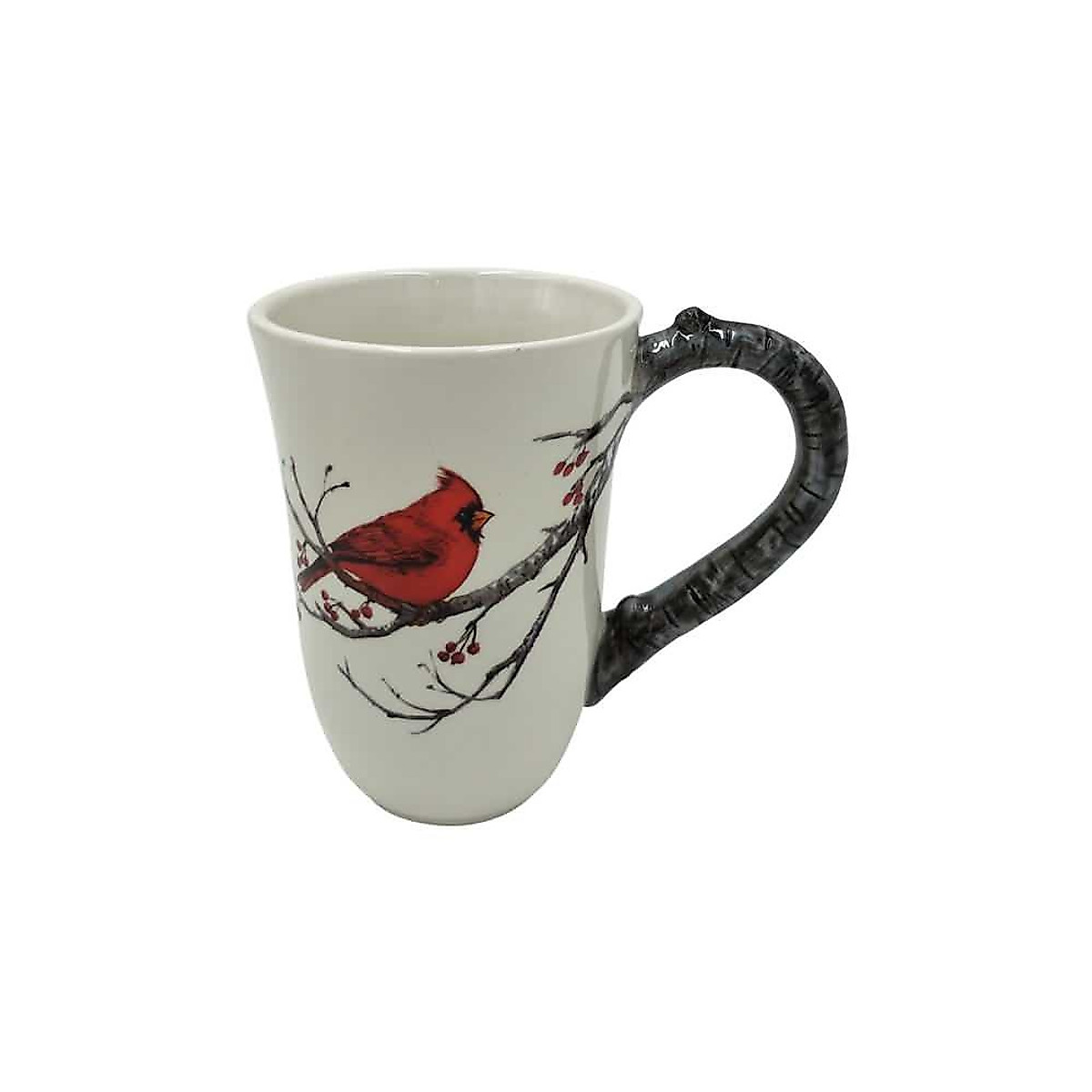 Comfy Hour Joyful Holiday Collection 13Oz Decal Red Cardinal On Branch With Flower Mug, Winter Christmas Water Cup, Dolomite