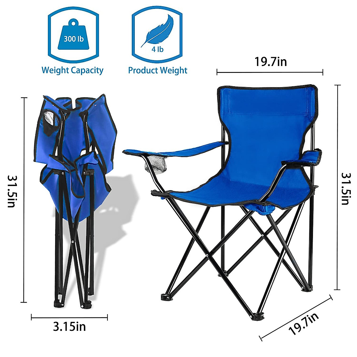 Damei century Foldable Camping Chair - Lightweight, Instant Setup for Beaches, Lawns, Sports, Blue
