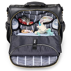 Blissly Premium Vegan Leather Convertible Diaper Bag: Insulated Bottle Pockets, Changing Pad, Stylish Interior Design