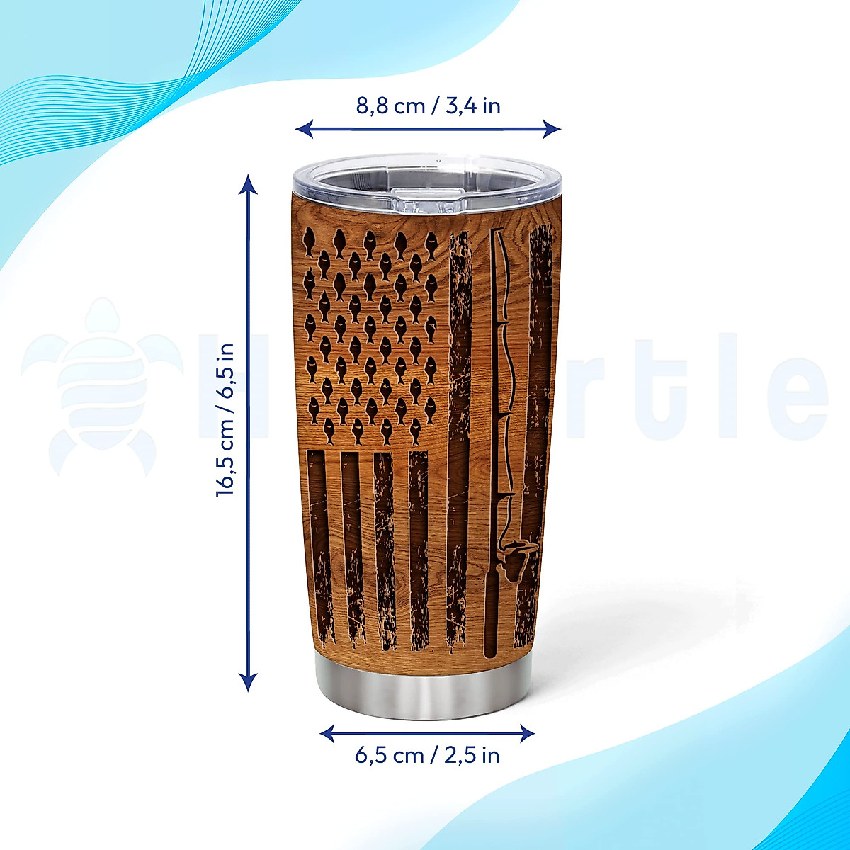 Hyturtle Personalized Fishing Gifts For Men - Can't Work Today My Arm Is In A Cast Tumbler 20 Oz Travel Coffee Mug Stainless Steel - Fathers Day Gift For Dad, Him, Boy, Husband On Birthday, Christmas