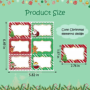 Wonmon 300PCS Christmas Gift Tags Stickers, Self Adhesive Christmas Name Tags Gift Present Tags Label Sticker for Organizing Jar Christmas Holiday Decoration School Supplies, 1.96x2.75 Inch