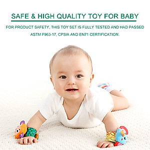 Rattle Sock Baby Toddlor Toy, Infant Toys 0-3 Months Rattle Toy Baby Toys 0-6 Months, 3 Month Old Development Toys, for Newborn Infant Baby Boy Girl Gifts, Baby Easter Basket Stuffers (4 PCS) (Animal)