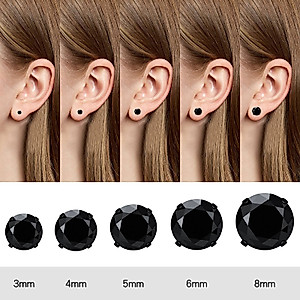 KANOUE 10 Pairs Black and Gold Stud Earrings Set, Hypoallergenic Earrings for Women Studs Set, Stainless Steel Earrings, Cubic Zirconia Earrings Studs for Women