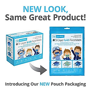 wovenx - FDA Registered, 5 Ply, Kids Face Masks 15 Pack, With Adjustable Earloops, Individually Packaged, Disposable, (Boys Masks: Dinosaur, Fishes, Camouflage)