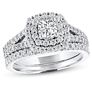 ZLAEBL Bridal Set 2 CT tw Round Moissanite Engagement Ring and Wedding Band Sets for Women 925 Sterling Silver Name Custom Ring Gift