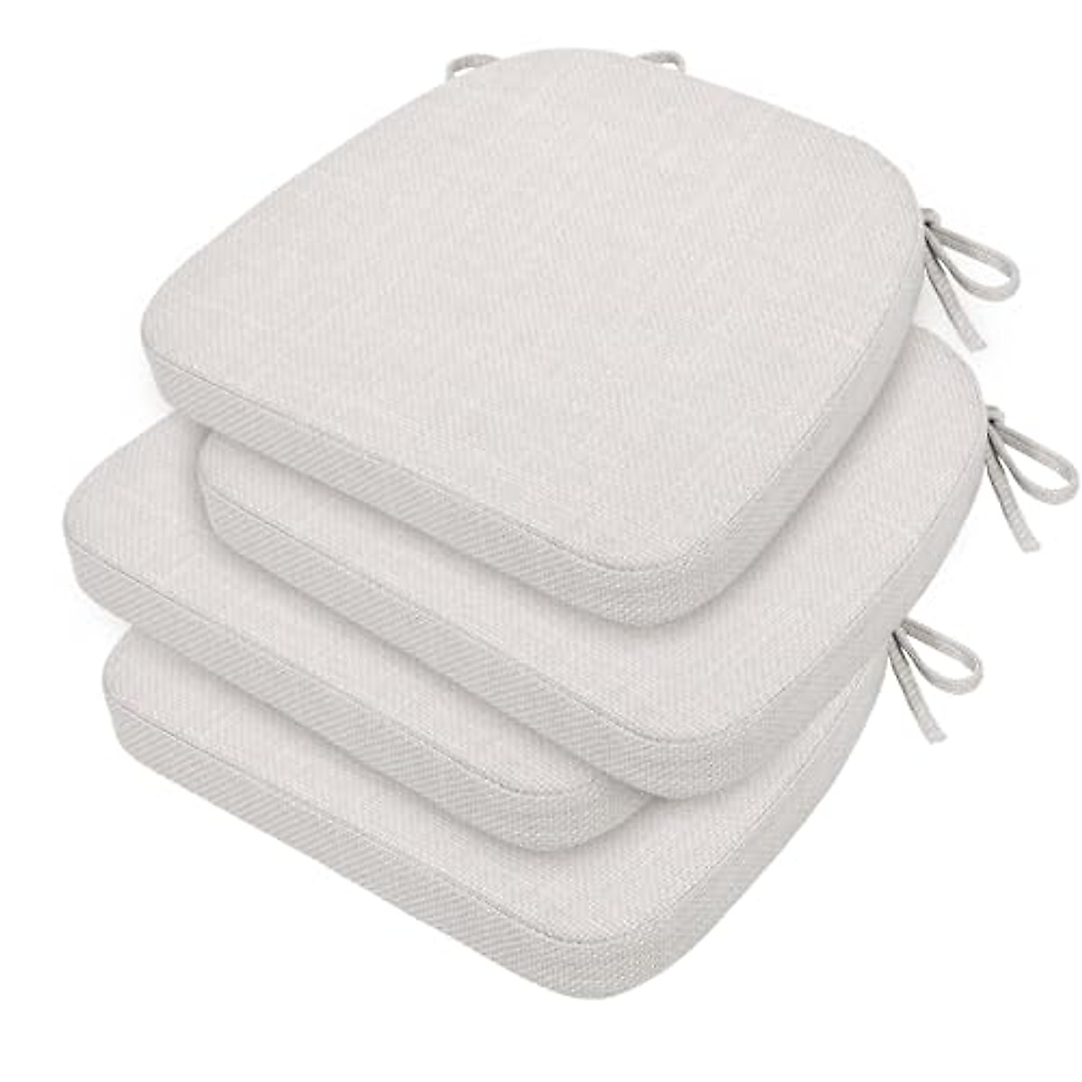 HAVARGO Chair Pads Kitchen Chair Cushions 17"X16" High Resilient Foam Seat Cushion for Kitchen Chairs, Dining Room Chair Cushions with Tie and Non-Slip Backing Set of 4, Ivory White