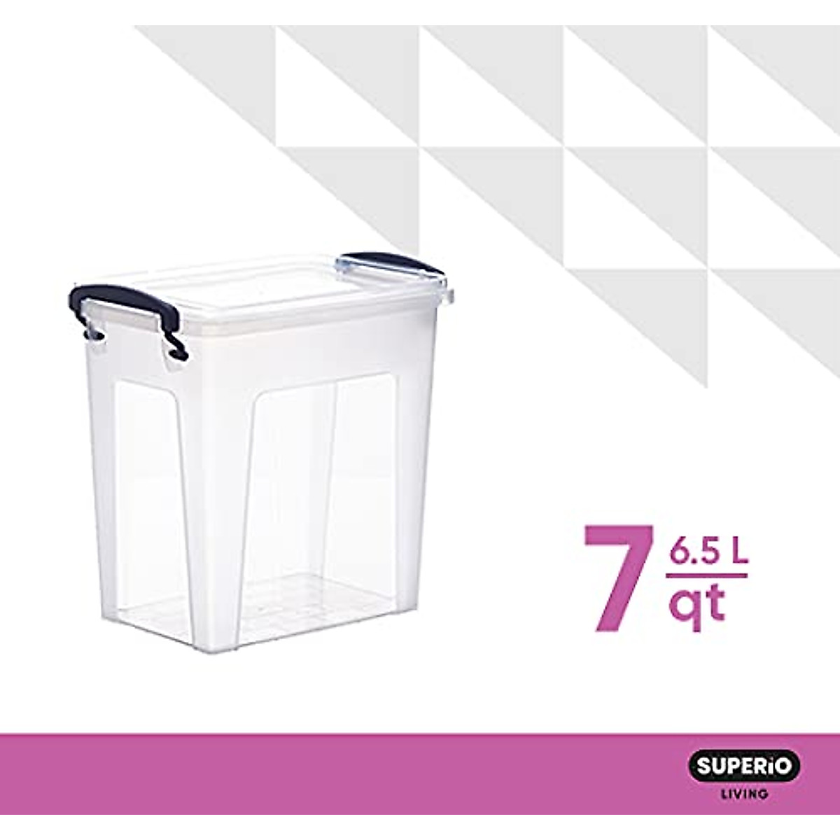 Superio Clear Storage Bins with Lids, Small Stackable Storage Boxes with Locking Latches and Handles (7 Quart(Deep), 2 Pack)
