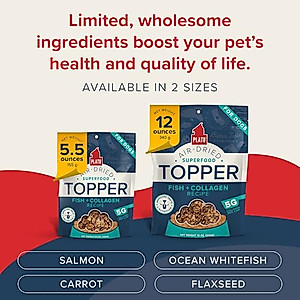 PLATO Pet Treats Air Dried Dog Food Topper, Dog Food Topper, Fish and Collagen Recipe, Superfood, Grain Free, Made in The USA, 12oz