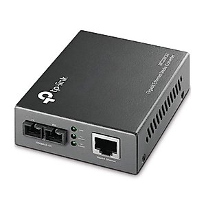 TP-Link Gigabit SFP to RJ45 Fiber Media Converter, Fiber to Ethernet Converter 10/100/1000Mbps RJ45 Port to 1000Base-SX Multi-Mode Fiber (MC200CM) Black (Renewed)