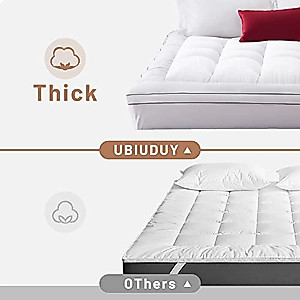 Mattress Pad King Size, Premium Soft Quilted Extra Thick Pillow Top Mattress Topper with Fluffy Down Alternative Fill,Mattress Cover with Elastic Deep Pocket, Strethes Up to 21”