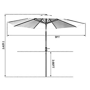 Villacera 9-Foot Patio Umbrella - Easy Crank Outdoor Table Umbrella with Steel Ribs and Aluminum Pole for Deck, Porch, Backyard, or Pool (Red)