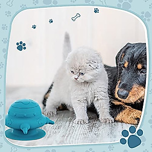 2 Pieces Puppy Feeder Pet Milk Bowl 4 Teats Puppy Bottles for Multiple Puppies Nursing Silicone Pet Feeder for Puppies Kittens Dog Nursing Supplies, 240 ML, Blue