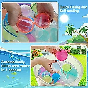 ARSHY 6 PCs Reusable Magnetic Hot Water Balloons, Refillable Aqua Bomb Splash Balls Self Sealing Quick Fill, Silicone Outdoor Toys for Kids, Adults outside Games Summer Fun Party Pool Fight