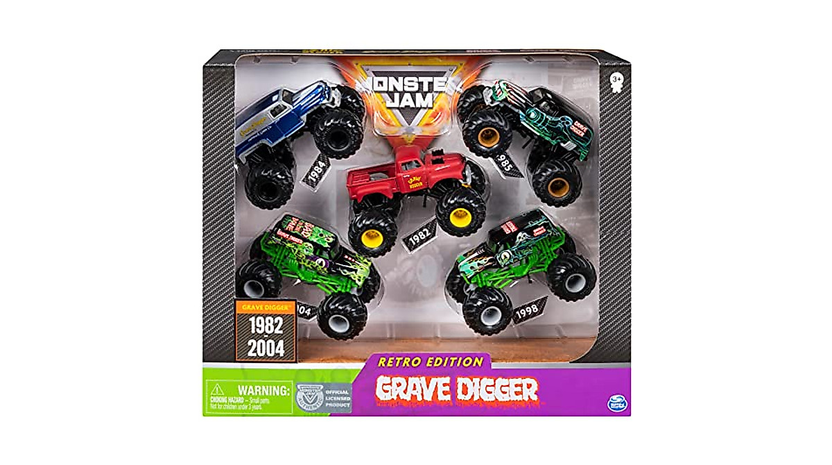 Grave Digger Monster Truck 5pc Value Pack - Retro Die-Cast